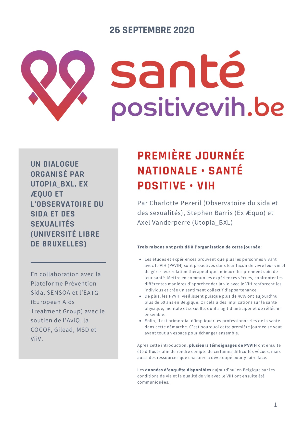 Compte-rendu de la Journée santé positive VIH | Observatoire du sida et ...